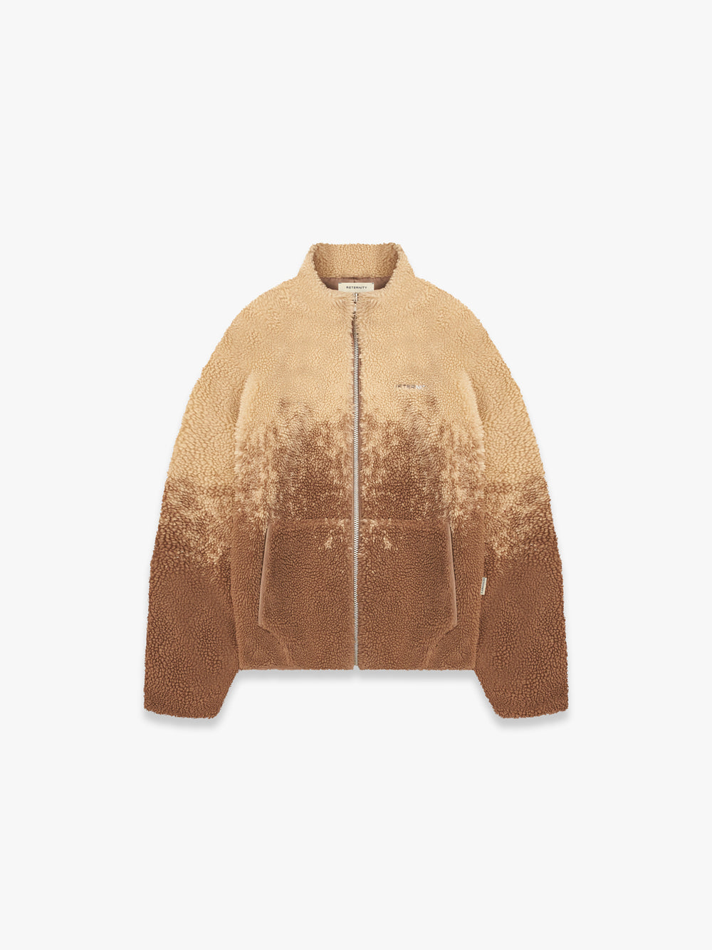 SPRAYED FLEECE JACKET - BROWN/TAUPE